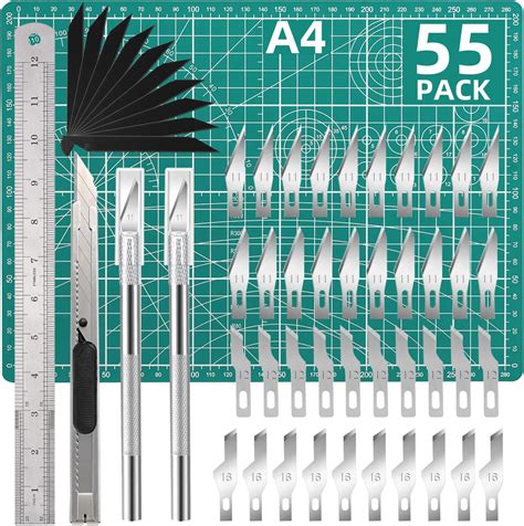 Exacto Knife Set Craft Cutting Mat Kit 55 Pcs Precision Carving Craft