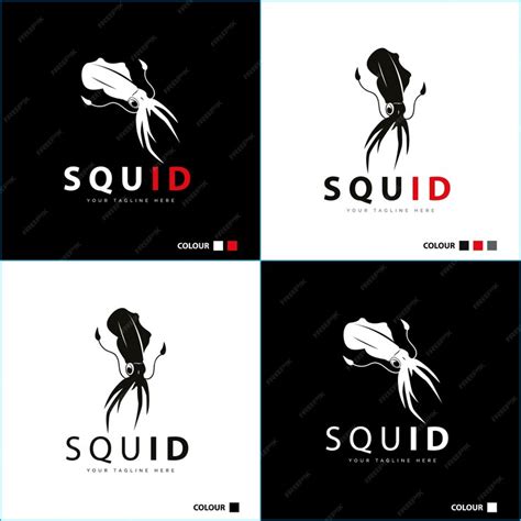Premium Vector Squid Octopus Silhouette Logo Set Design Template