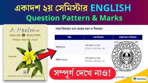 hs class 11 2nd semester english question pattern একাদশ দ্বিতীয়