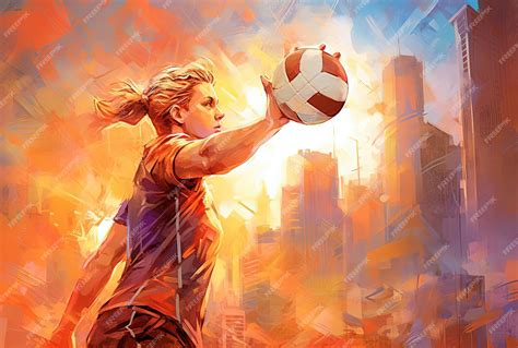Premium Ai Image Blonde Volleyball Player Getting Ready To Serve The