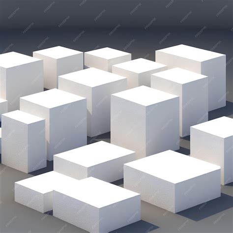 화이트 큐브 및 평행 육면체의 3d 일러스트 프리미엄 사진