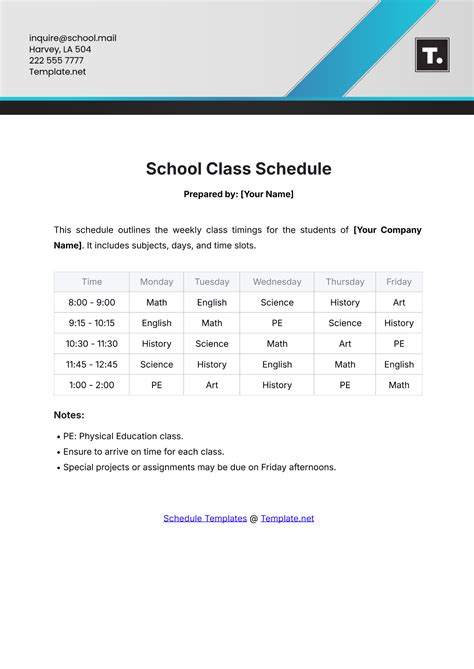 Free Class Schedule Templates Editable And Printable