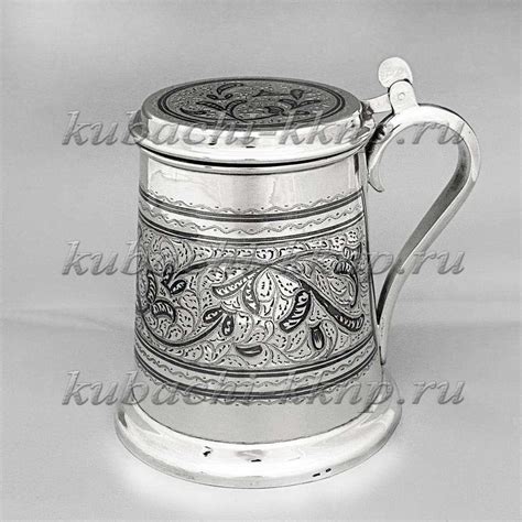 Серебряная пивная кружка с крышкой, КР118 купить по цене 49600 руб. с ...