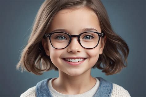 Premium Photo Cute Caucasian Girl With Eyeglasses Smiling At Camera Generated By Ai