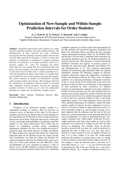 Pdf Optimization Of New Sample And Within Sample Prediction Intervals For Order Statistics
