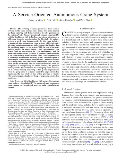 Pdf A Service Oriented Autonomous Crane System
