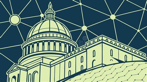 Digital Government Capitol Building With Network Overlay Vector Design Generative Ai Stock