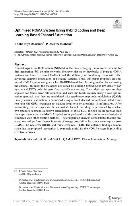 Optimized Noma System Using Hybrid Coding And Deep Learning Based