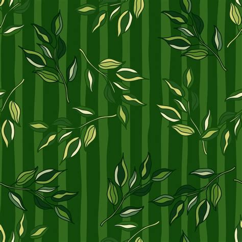 Premium Vector Seamless Pattern Branches With Leaves Organic Background