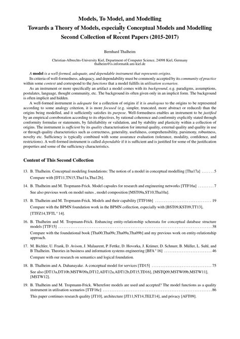 Pdf Models To Model And Modelling Towards A Theory Of Models