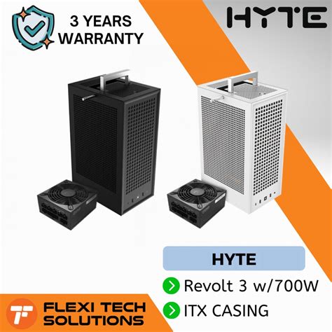 Hyte Revolt 3 Black White Premium Itx Small Form Factor Casing With Psu 700w Pc Desktop Casing