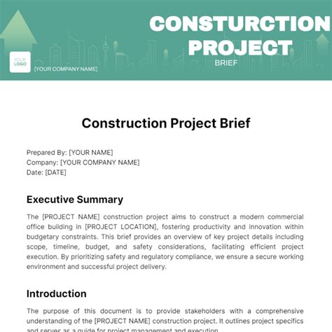 Free Construction Project Brief Template To Edit Online