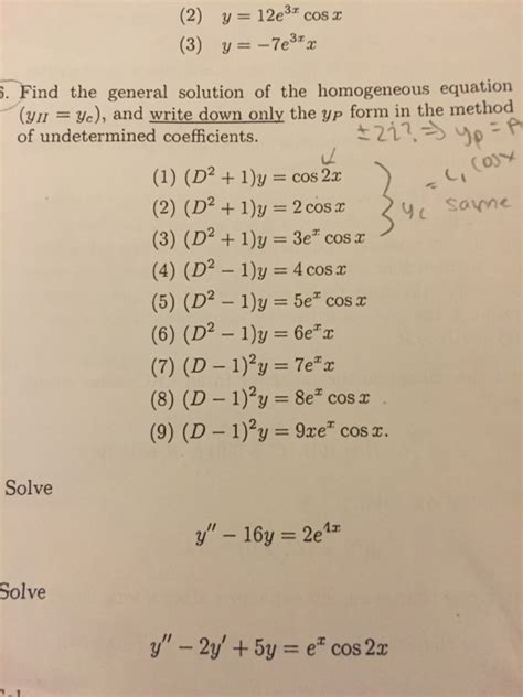 Solved Find The General Solution Of The Homogeneous Equation