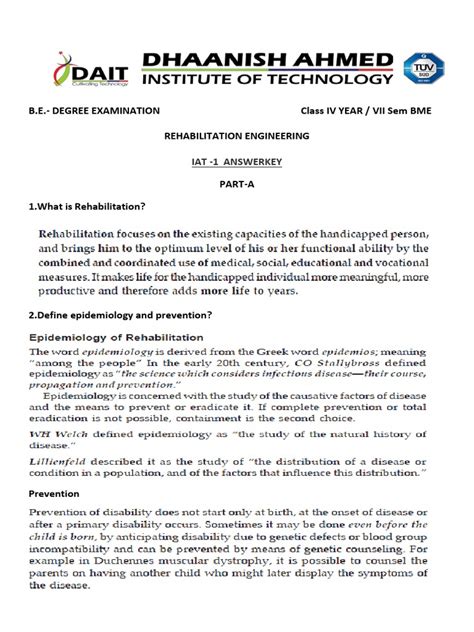 Iat 1 Answer Key Rhe Pdf Physical Therapy Preventive Healthcare