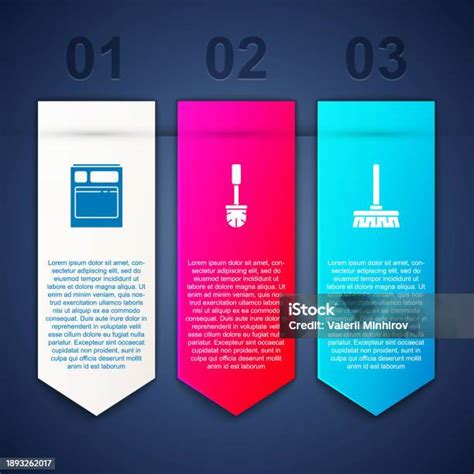 주방 식기 세척기 기계 변기 브러시 및 손잡이 빗자루를 설정합니다 비즈니스 인포그래픽 템플릿입니다 벡터 가사 집안일에 대한 스톡 벡터 아트 및 기타 이미지 Istock