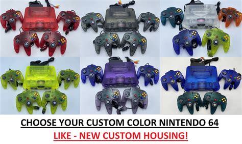 Choose Custom Color Nintendo 64 Console Up To 4 Controllers Cords