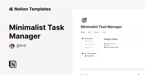 Minimalist Task Manager Template Notion Marketplace