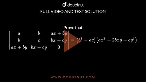 Prove That A B Ax By B C Bx Cy Ax By Bx Cy 0 B 2 Ac Ax 2 2bxy Cy 2