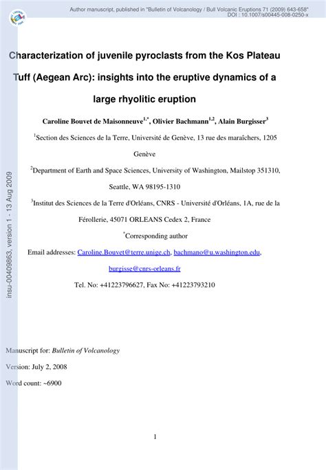 Pdf Characterization Of Juvenile Pyroclasts From The Kos Plateau Tuff Aegean Arc Insights