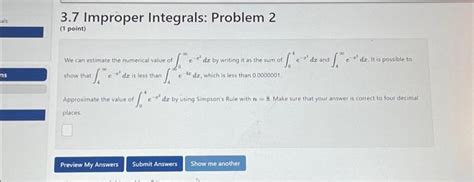 Solved Als Ns 3 7 Improper Integrals Problem 2 1 Point We