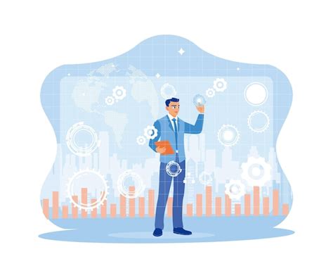 Premium Vector Businessman Using Tablets With Digital Business