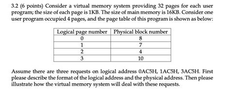 solved 3 2 6 points consider a virtual memory system
