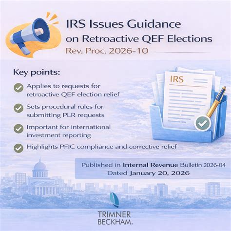 Irs Issues Revenue Procedure 2026 10 On Retroactive Qef Elections 990