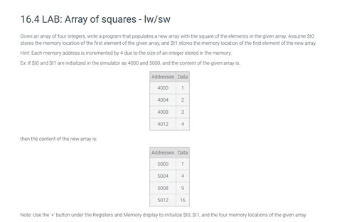 Solved 164 ﻿lab Array Of Squares ﻿iwswgiven An Array Of