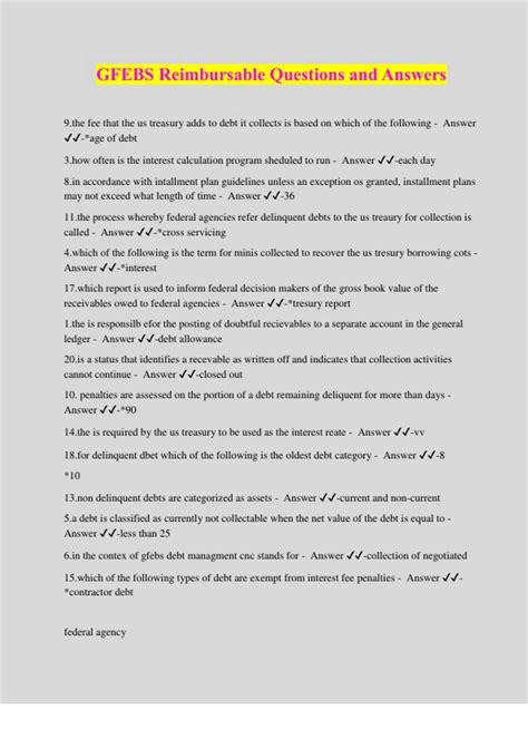 Gfebs Reimbursable Questions And Answers Gfebs Stuvia Us