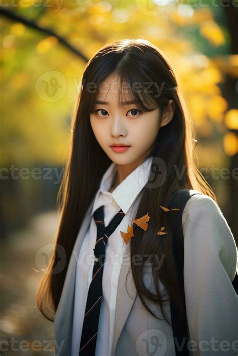 Ai Generated Portrait Of Beautiful Young Japanese High School Student