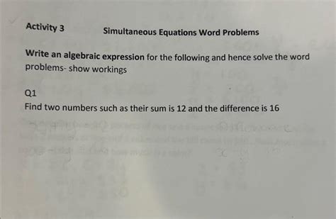 Solved Write An Algebraic Expression For The Following And Chegg