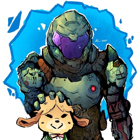 Doomguy And Isabelle By My Son Artwithaidan Hes 10 R Doomcrossing
