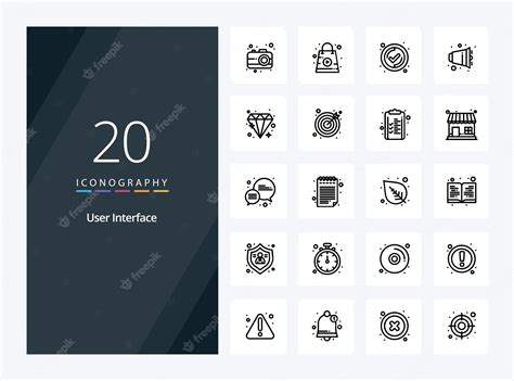 Premium Vector 20 User Interface Outline Icon For Presentation Vector Line Icons Illustration