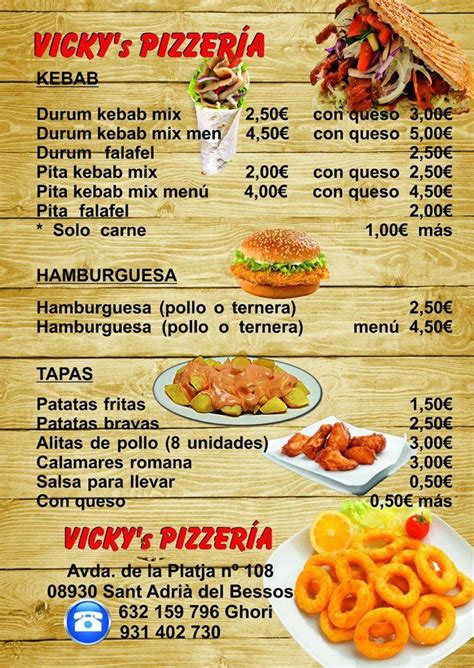 Menu At Vickys Pizzeria Barcelona