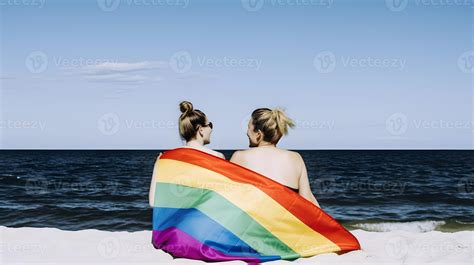 Two Lesbian Girls With Rainbow Flag Concept Of Lgbt Pride 24305708