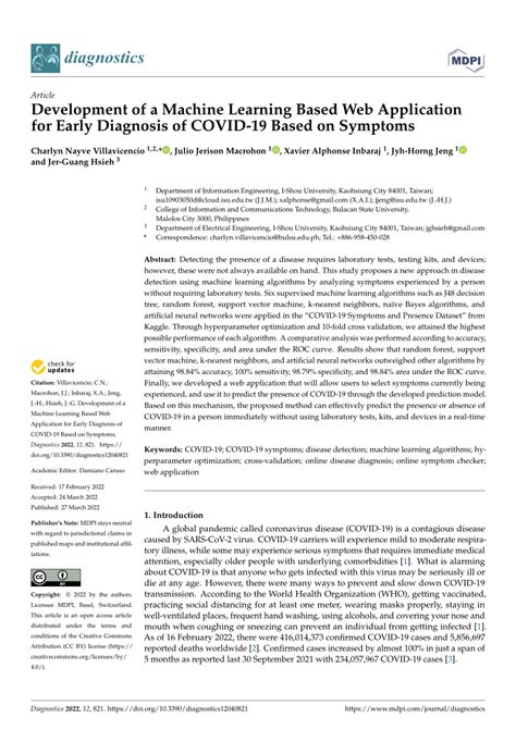 pdf development of a machine learning based web application for early
