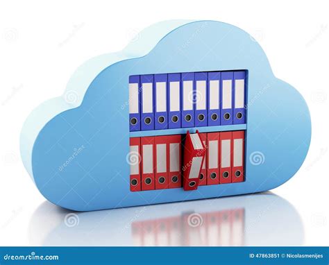3d File Storage In Cloud Cloud Computing Concept Stock Illustration