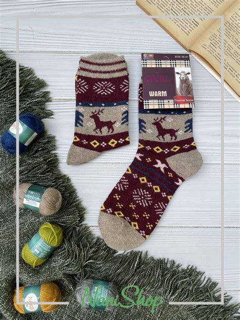 جوراب پشمی طرح دار گوزن