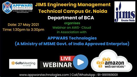 Sonu Prakash On Linkedin Live Webinar On Aws Amazon Web Services In Association With Deppt Of…