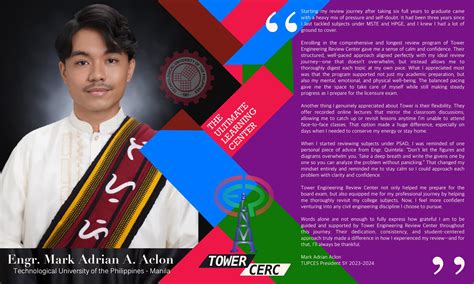 Tower Congratulations To Our Towerian Civil Engineer From The