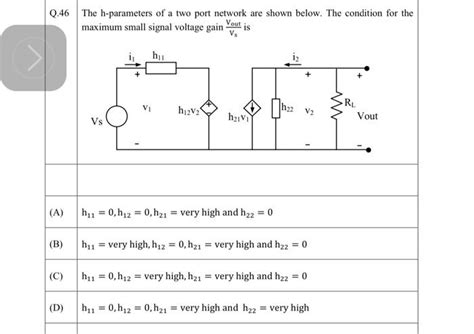 Solved The h-parameters of a two port network are shown | Chegg.com