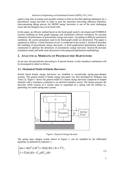 Modeling And Optimization Of Piezoelectric Energy Harvesting Pdf