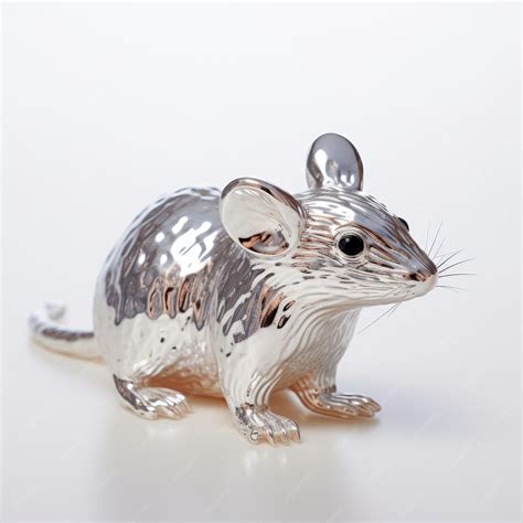Premium Photo Shiny Silver Rat Sculpture A Stunning Vray Tracing Artwork