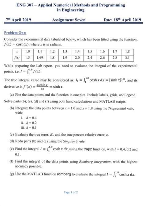 Eng 307 Applied Numerical Methods And Programming In