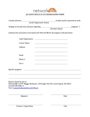 QI AUDIT RESULTS AUTHORIZATION Extranet Network Doc Template