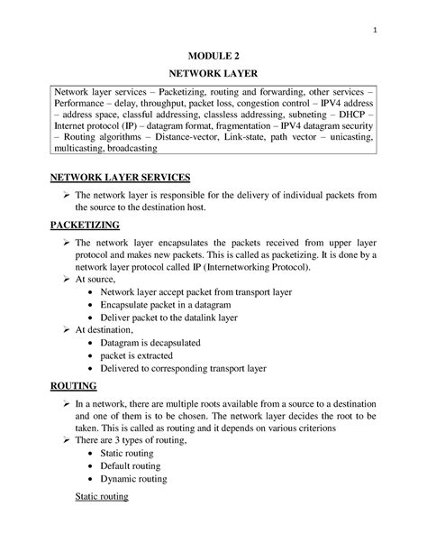 computer networking module2 module 2 network layer network layer
