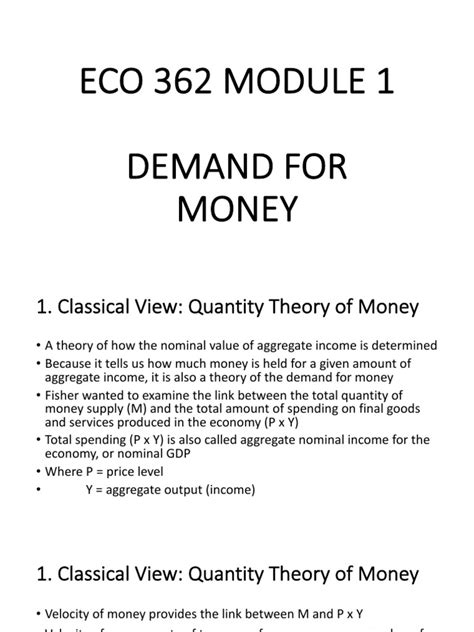 Eco 362 Module 1 Download Free Pdf Demand For Money Interest