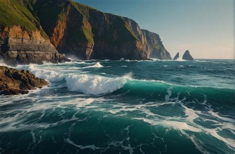 Dramatic Ocean Cliffs Premium Ai Generated Image