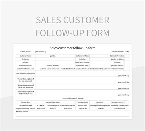 Sales Customer Follow-up Form Excel Template And Google Sheets File For Free Download - Slidesdocs