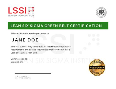 Lean Six Sigma Green Belt Lean Six Sigma Institute